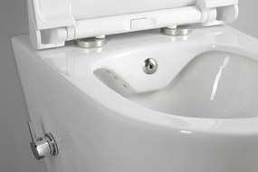 Sapho AVVA CLEANWASH závěsná WC mísa, Rimless, integrovaná baterie a bidet. sprška, 35,5x53cm, bílá 100315