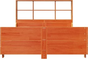Postel s knihovnou bez matrace hnědá 150 x 200 cm masivní dřevo 3323805