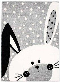C.city Dětský kusový koberec pastel králíček Ouško bílý v šedé Rozměr: 80x150cm