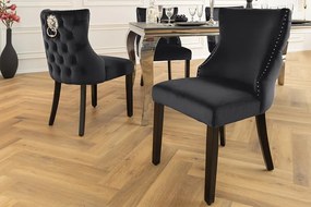 Designová židle Queen Lví hlava černý samet