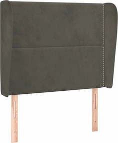 Čelo postele typu ušák tmavě šedé 103x23x118/128 cm samet 3117859