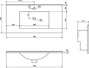 Sapho Sapho, SLIM keramické umyvadlo 90x46cm, nábytkové, 1601-90