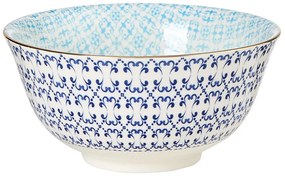 ORNAMENTS Miska se zlatým okrajem 520 ml - modrá/bílá