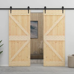 Posuvné dveře se setem kování 100 x 210 cm masivní borové dřevo,  3057596