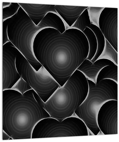 Obraz černo-bílých srdcí (30x30 cm)