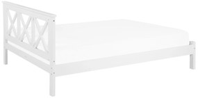 Dřevěná bílá postel 140 x200 cm TANNAY Beliani