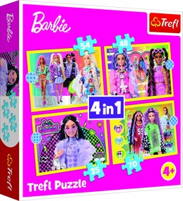 Trefl Puzzle 4v1 Šťastný svět Barbie 28,5x20,5cm v krabici 28x28x6cm