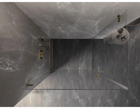 Mexen Lunar-B Duo, výklopný sprchový kout 100 x 70 cm, 8mm čiré sklo, zlatý profil, 832-100L-070P-50-00