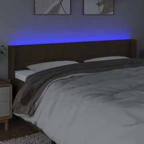 Čelo postele s LED tmavě hnědé 183 x 16 x 78/88 cm textil 3123253