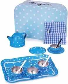 Bigjigs Toys Modrý puntíkovaný čajový set / od 3 let