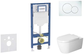 Geberit Duofix - Set předstěnové instalace, klozetu ME by Starck a sedátka softclose, tlačítko Sigma01, alpská bílá SANI11CP3108