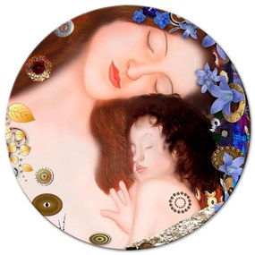 Kulatý obraz Mateřství - Gustav Klimt - dítě v náručí matky