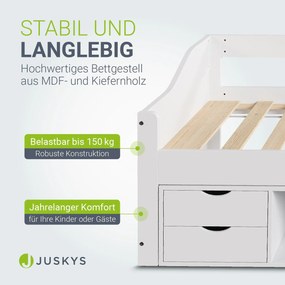 Juskys Dětská postel Nalu 90 × 200 cm s úložným prostorem