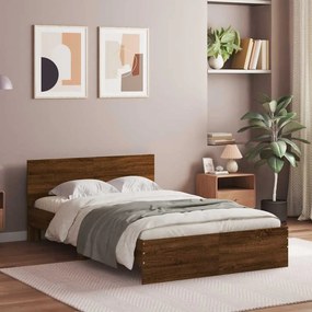 Rám postele s čelem a LED osvětlením hnědý dub 140 x 190 cm 3207629