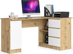 Rohový počítačový stůl B20 pravá - dub artisan/bílá