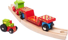 Bigjigs Rail Dřevěný vagon s traktorem + 2 koleje