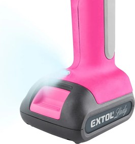 Vrtací šroubovák aku s příklepem, růžový, 12 V Li - ion, 2000 mAh, v kufru s nářadím, sada 27 ks EXTOL LADY 402403