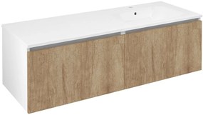Sapho Sapho, LOREA skříňka s umyvadlem 141x46x51, 5cm (70+70cm), pravá, dub alabama/bílá matná, LE070-2231-R-05