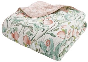Zeleno-růžový přehoz na dvoulůžko 220x230 cm Clarence Floral - Catherine Lansfield