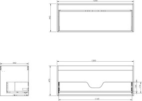 Mexen Rivel, koupelnová skříňka 120 cm s umyvadlem Vela, 1 zásuvka, drážkovaná, bílá matná, 91A20-12047-1-BF01-W23M01