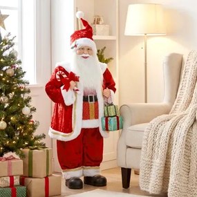 HOMCOM Animovaný Santa Claus s hudbou a pohybem, 120 cm, červený