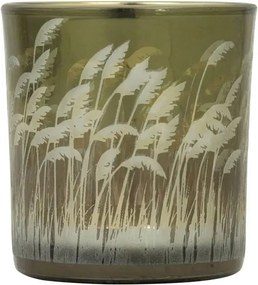Zlatý skleněný svícen s trávou Palm grass vel.S - Ø 7*8cm