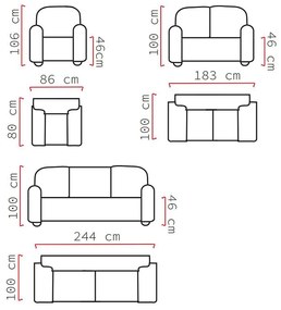 Sedací sestava PANAMA 3+2+1 | rozkládací + úložný prostor | VÝBĚR TKANIN