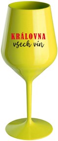 KRÁLOVNA VŠECH VÍN - žlutá nerozbitná sklenice na víno 470 ml
