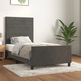 Rám postele bez matrace tmavě šedá 80 x 200 cm samet 3125783