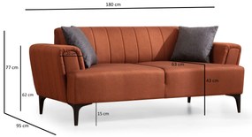 Hanah Home Dvoumístná pohovka HAMLET červenooranžová 180 cm