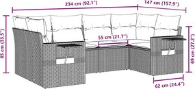 6dílná zahradní sedací souprava s poduškami hnědá polyratan 3252920