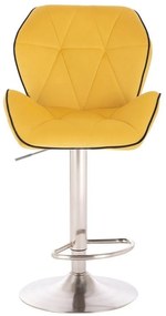 LuxuryForm Barová židle MILANO MAX VELUR na stříbrném talíři - žlutá