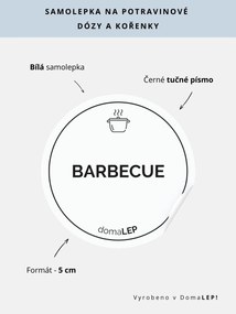 Samolepka na kořenky BARBECUE  bílá 5 cm tučné písmo