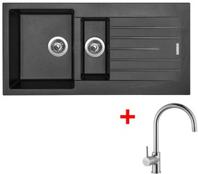 Set Sinks PERFECTO 1000.1 Metalblack + baterie VITALIA Chrom