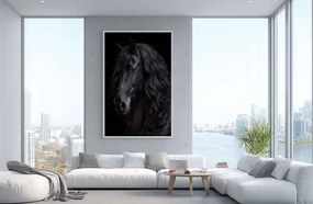 Temná elegance - obraz - Černý kůň v luxusním portrétu 57 - A4 – 210 × 297 mm - 159 Kč