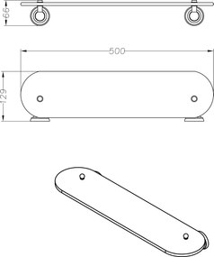 Sapho, DIAMOND skleněná police, bronz, 1318-15