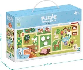 DODO Puzzle-labyrint Cesta farmou / 10 dílků / 54 x 22 cm