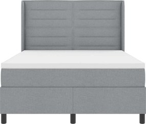 Postel s boxspringem s čelo Světle šedá 190 x 140 cm textil 3341574