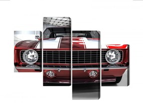 Vícedílný obraz Červené Svalové Auto V Garáži Nedostatek Nedostatek Přírodní plátno 240x150