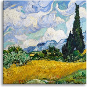 obraz na plátně do obývacího pokoje Pšeničné pole Reprodukce Vincent van Gogh 80x80