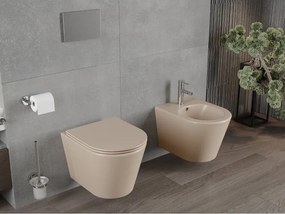 Mexen Rico WC mísa Rimless s pomalu sklápěcím slim sedátkem, duroplast, cappuccino mat - 30724064