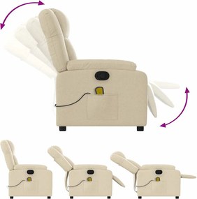 Masážní polohovací křeslo krémové barvy, látka 3206209