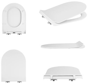 Gamma D8, WC sedátko 470x365 mm, polypropylen, SoftClose, EasyClean, bílá lesklá, GMA-D8