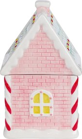 SWEET X-MAS Dóza na sušenky perníková chaloupka - růžová