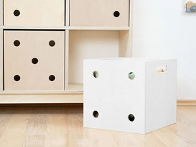 Benlemi Dřevěný úložný box DICE s čísly ve stylu hrací kostky Zvolte barvu: Bílá, Zvolte variantu: Čtyřka