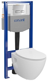 Cersanit Moduo, System50 MECH podomítkový rám + závěsná wc mísa Moduo Plus CleanOn + chromové tlačítko MOVI II, S701-769
