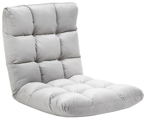 HOMCOM skládací podlahové křeslo 3 v 1 s nastavitelným opěradlem 13 poloh skládací lehátko šedé z kovové pěny 55x71x53,5cm do obývacího pokoje a na z…