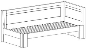 BMB Postel Tandem PLUS s pravým čelem - imitace dřeva Dekor: Dub přírodní, Provedení: rovné, Rozměr: 90/170 x 200 cm