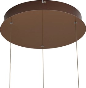 Designové závěsné svítidlo v barvě růžového zlata s jantarovým sklem vč. LED 3-stupňově stmívatelné 3-světelné Easylift - Fiera