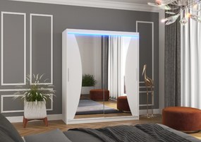 ADRK Furniture Posuvná skříň se zrcadlem a LED osvětlením CHARLOTTE 180
